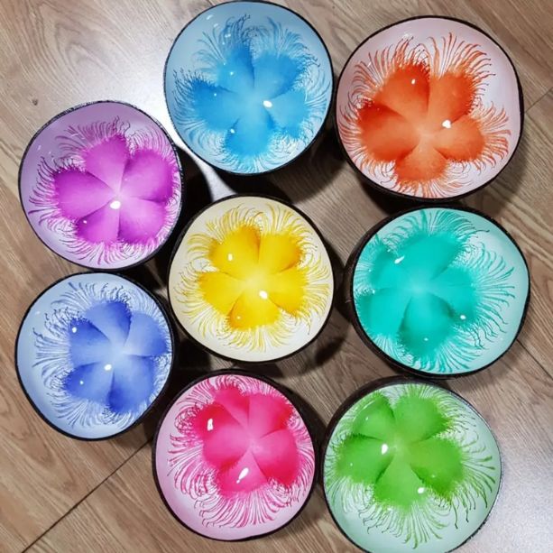 CF 8627 Lacquer bowls with hand painting color - Welcome